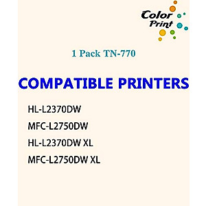ColorPrint 1-Pack Compatible TN770 Toner Cartridge Black High Yield Replacement for Brother TN-770 TN 770 TN760 TN730 Work with HL-L2370DW HL-L2370DWXL MFC-L2750DW MFC-L2750DWXL Laser Printer (Black)