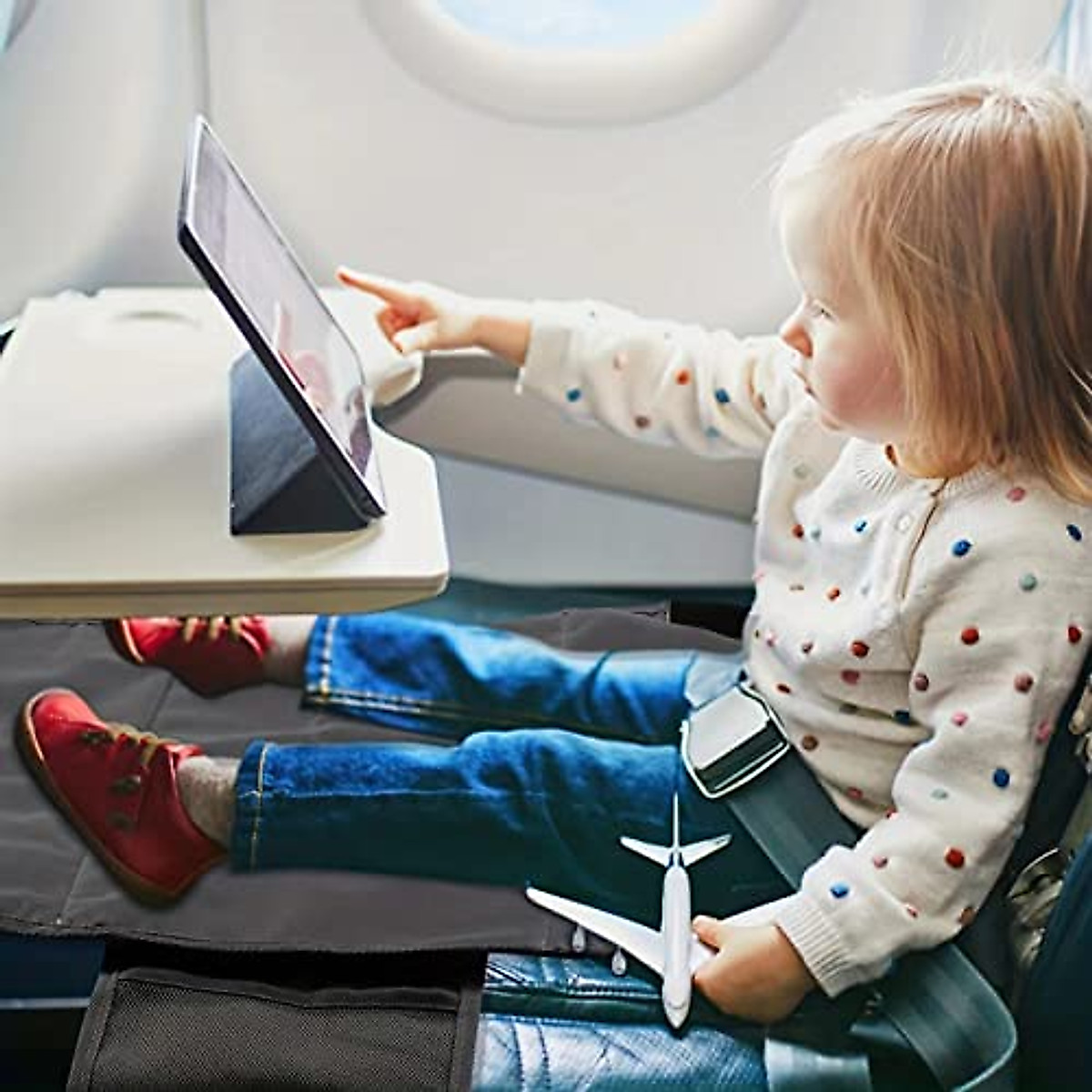 Children's Airplane seat Extender, Essential for Children's Airplanes, Children's Airplane Bed, Business Car Child Resting Foot Mats, Children's Waterproof Airplane seat Extender, Gray (Grey)