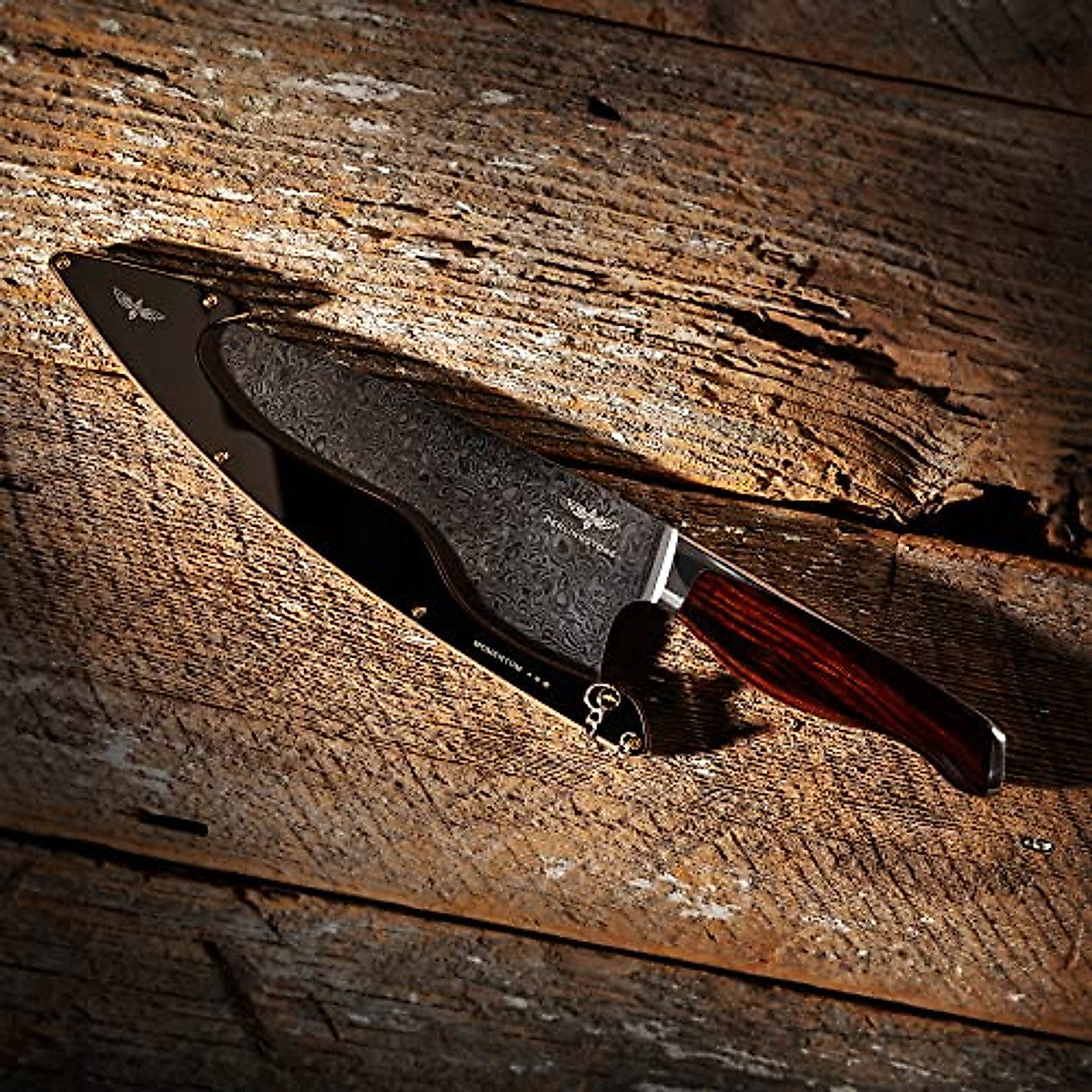 PERLINGSTONE Momentum Collection Chef Knife 8 Inch - Ultra Sharp Chef Knife with AUS10 Japanese Steel Blade - Professional Kitchen Knife - Desert Ironwood Handle - Chefs Knife Includes Sheath