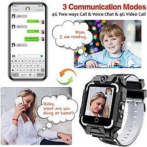4G Smart watch for Kids, Phone Watch w GPS Tracker Watch 3-way Call Camera Video Chat Pedometer,SOS,1.4" Touch Screen WiFi Toddler Wrist Watch Boys Girls Smartphone for 3-15 Years Old Child (w SIM)