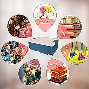 Aliokee 30L Collapsible Storage Bins with Lids,Durable Folding Plastic Containers, Utility Crates,Stackable Latch Storage Boxes For Home & Office &Car Travel Organization(3-Pack,Blue)