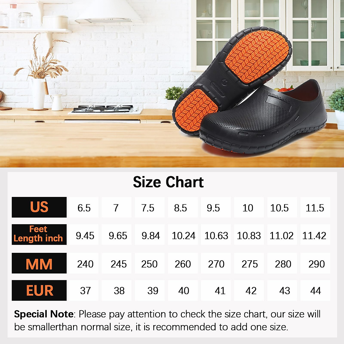 Zapatos De Cocina para Hombres Work Chef Shoes Women Clogs Waterpoof for Non Slip Shoes for Men Food Service Kitchen Seaside Size 7 Orange