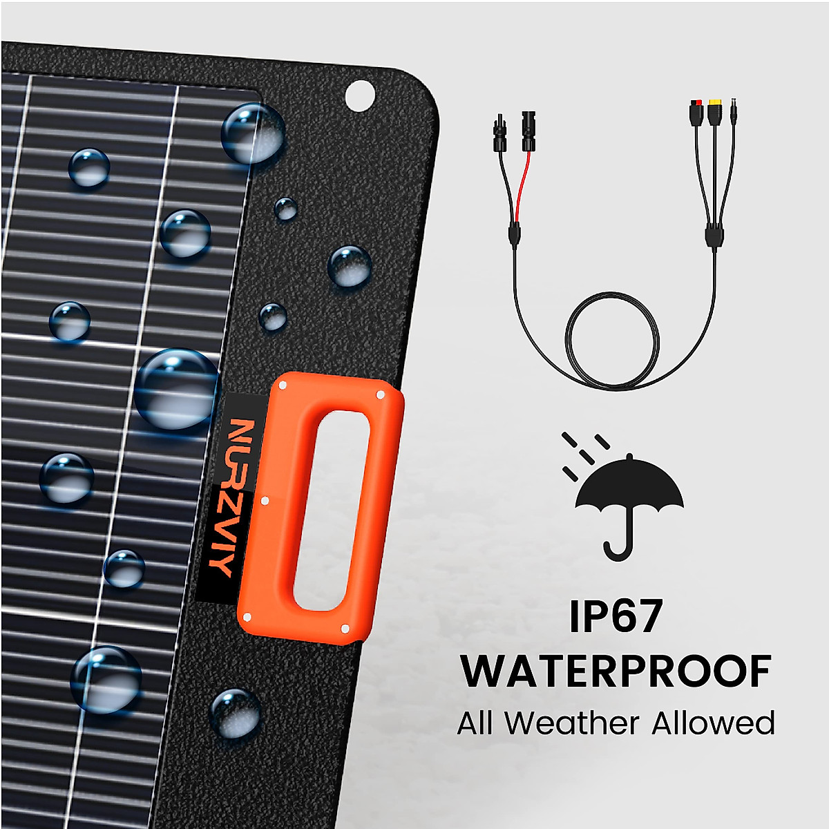 80 Watt Portable Solar Panel for Power Station, NURZVIY Waterproof Foldable Solar Cell Solar Charger w/ XT60 Anderson DC 8mm Connector for Camping, Off Grid Living