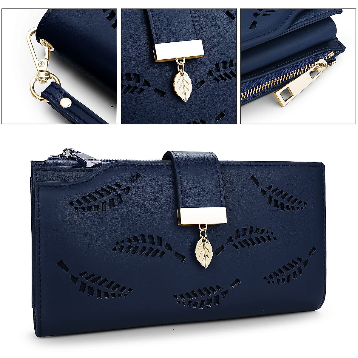 YALUXE Women's Leather Zipper Wallet RFID Blocking Multi Card Holder with Cellphone Pocket Large Capacity