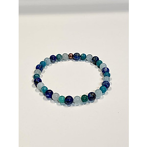 LKBEADS Natural Amethyst, White Agate, Smoky quartz 8mm rondelle smooth 7inch Semi-Precious Gemstones Beaded Bracelets for Men Women Healing Crystal Stretch Beaded Bracelet Unisex