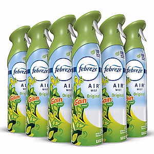 Febreze Air Freshener and Odor Eliminator Spray, Gain Original Scent, 8.8 Oz (Pack of 6)