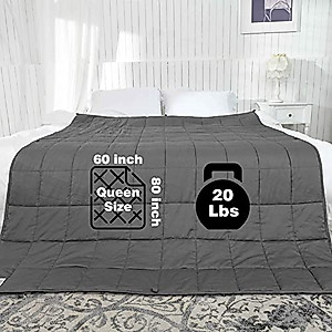 Weighted Blanket (60"x 80" 20 lbs Queen Size) Cooling Heavy Blanket Perfect Breathable Microfiber Material with Premium Glass Beads Soft Weighted Blankets for Adult All-Season