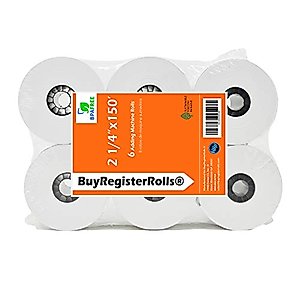 (6 Rolls) 2 1/4 x 150 ft, White, adding machine tape Paper Rolls, Premium One Ply Cash Register/Adding Machine/Calculator Roll Printing Calculator 10 key adding machine tape