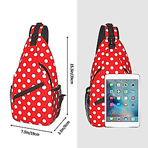 Fiephvsa Sling Backpack Red White Polka Dot Multipurpose Crossbody Shoulder Bag Chest Daypack For Gym Travel Hiking One Size