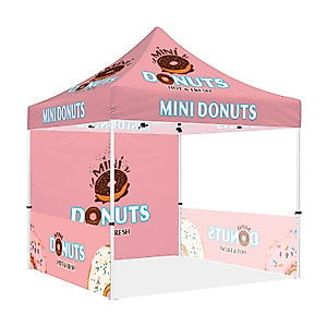 ABLEM8CANOPY Custom Canopy Tent 10x10 with Logo, Personalized Pop Up Canopy Tent with Optional Walls for Business Events, Trade Shows, Farmers Market, Roller Bag Included(Mini Donuts)