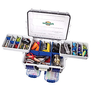 Flambeau Outdoors 3000WPBC Tackle Box - HD Waterproof Tackle Satchel System, Includes 2 Removable WP3012 Ultimate Waterproof Tuff Tainers, Floating Satchel, Fishing Tackle and Gear Storage, Gray/Clear