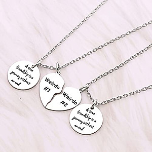 Weirdo 1 Weirdo 2 Necklace Friendship for Women Matching Heart Pendant Weirdo Necklace Gifts for Best Friend Sister BFF Gift (A true friendship)