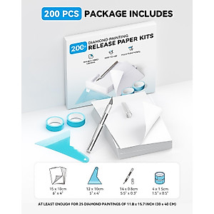 ARTDOT 200-Piece Double-Sided Non-Stick Release Paper for Diamond Art Kits, 15x10 cm Thickened Cover Replacement Paper as Diamond Painting Accessories and Tools