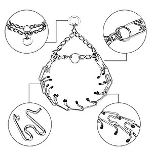 Aheasoun Prong Collar for Dogs, Choke Collar for Dogs, Pinch Collar for Large Medium and Small Dogs, Stainless Steel Adjustable with Comfort Rubber Tips, Safe and Effective (Large, 4.0mm, 23.6-Inch)