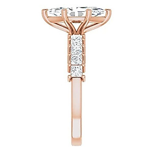 Moissanite Gems 2 CT Marquise Moissanite Engagement Ring Colorless VVS1 10K 14K 18K Rose Gold & 925 Sterling Diamond Accent Ring Anniversary Bridal Ring Set Valentine Gift for Her