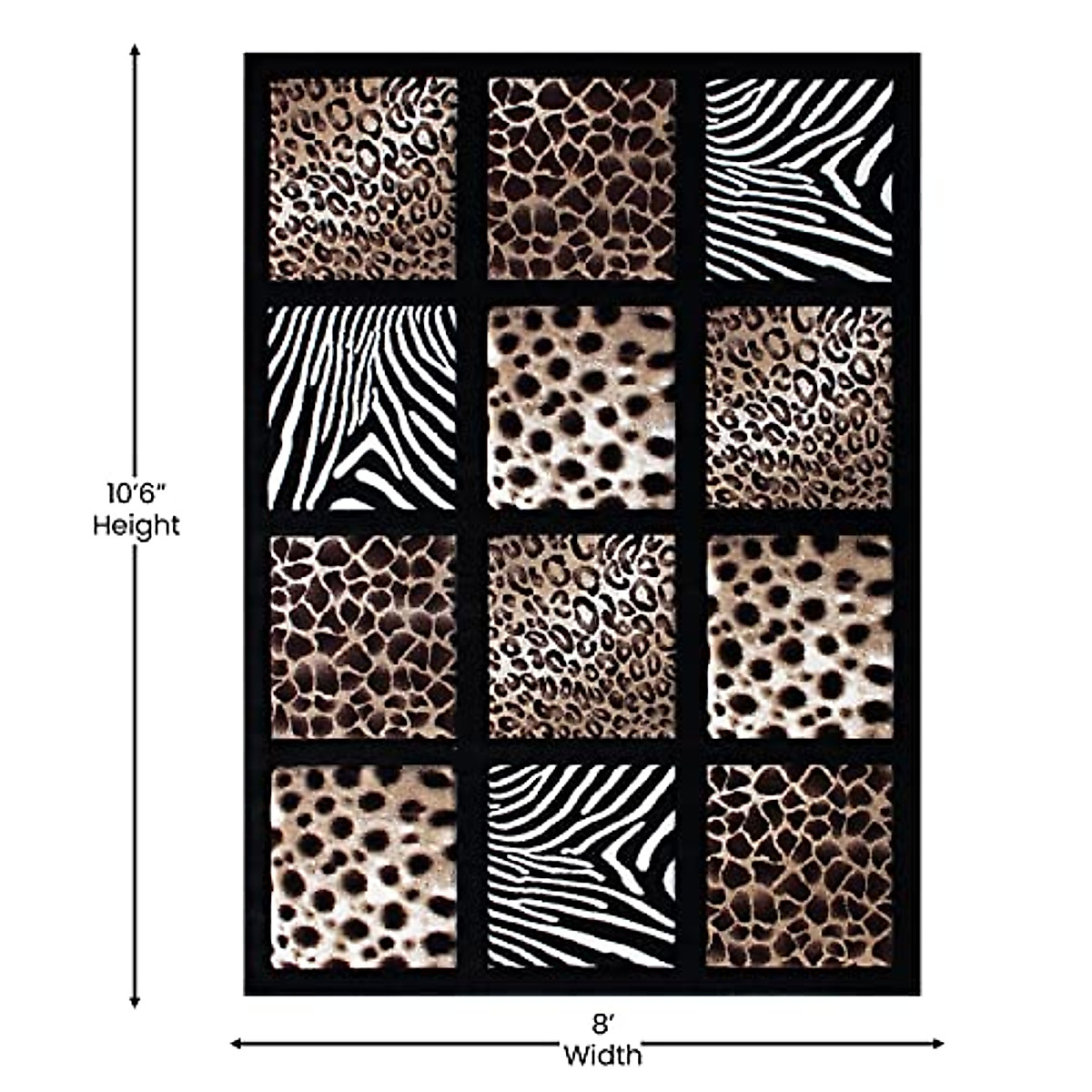 Modern Area Rug Animal Prints 8 Feet X 10 Feet 6 Inch Design S 251 Black