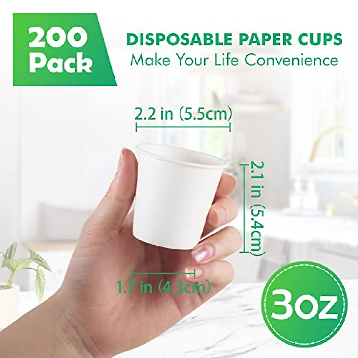 TV TOPVALUE 200 Count - 3 oz Small Paper Cups, Disposable Mouthwash Cups, Mini Paper Cups for Parties and Events