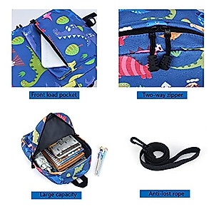 HQCUPB Toddler Preschool Backpack School Book Bag for Kids, Boys, Girls, Kindergarten Nursery Travel Bag with Chest Strap (Small Dinosaur)