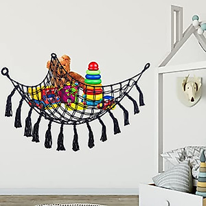 Enfudid Large Stuffed Animal Toy Hammock, 47 inch Toy Hammock Organizer for Stuffed Animal Display Corner Plush Toys Net Holder Boho Decor for Nursery Playroom Bedroom Kids Room Storage