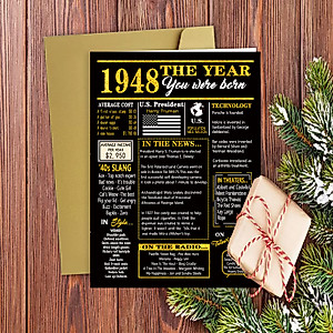 OJsensai Cheers to 76th Birthday Card for Him Her, Cool Gifts for 76 Year Old Woman Man, Giant 1948 Card for Husband Wife, Funny 76 Bday Gift Ideas for Mom Dad, Back In 1948