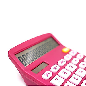 MJWDP 12 Digit Desk Calculator Large Buttons Financial Business Accounting Tool Rose Red Color for Office School Gift