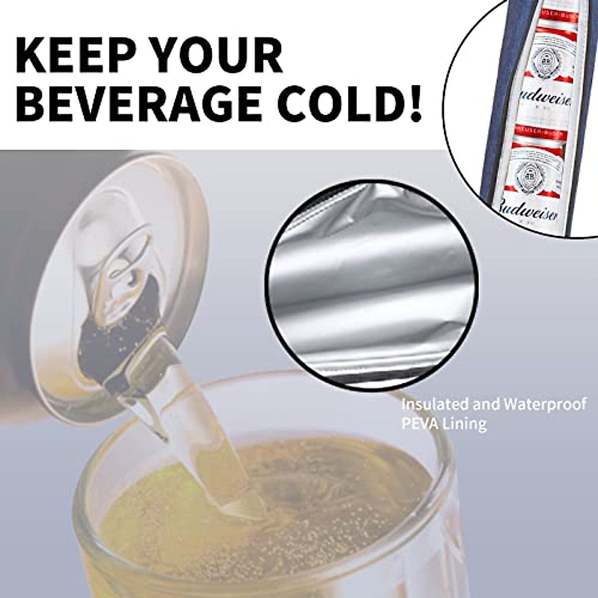 Beer Sleeve for Golf Bag,WITSTEP Long Tube Holder for Cans Beer Sling Cooler Bag,Holds 7 Cans Insulated Beer Sleeve Keeps Beverage Cold Fits in Most Golf Bags ,Ideal Golf Accessories for Men