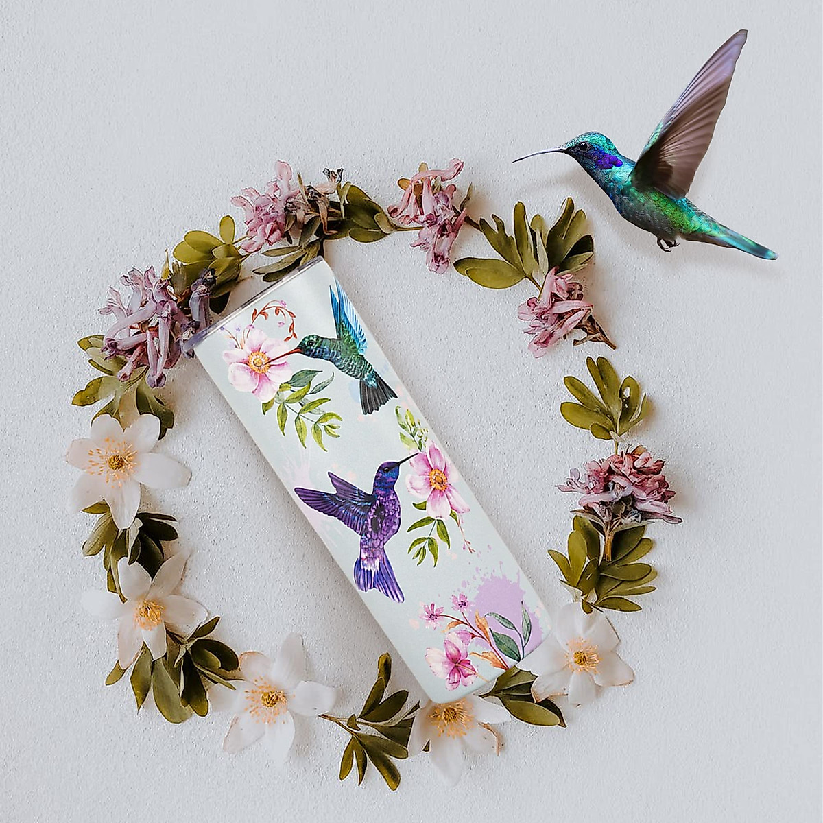 Reyouk Hummingbird Tumbler - Hummingbird Gifts for Women -Watercolor Tumbler Cup With Lid 20oz Girls Coffee Travel Mug,Hummingbird Gifts Floral Gift Ideas - Humming Birds Gift-hummingbird Cup