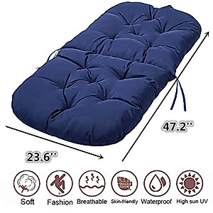 BOOMSHY Waterproof U-Shape Patio Chair Cushions Tufted Seat Cushions Replacement Seat Cushion for Rocking Chair Backyard Couch Sofa (Navy, 2)