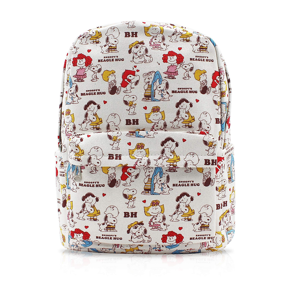 FINEX Snoopy White Canvas Casual Daypack with 15 in Laptop Storage Compartment