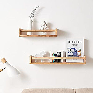 TREOAKWIS Nursery Shelves, Natural Wood Nursery Floating Shelves for Wall Mounted, Wall Bookshelf for Kids,Hanging Shelf for Baby Nursery Room Decor Bathroom Decor, Kitchen Spice Rack, 24 Inch