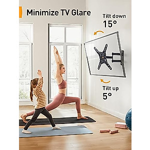 Perlegear UL Listed Full Motion TV Mount for Most 26–60 inch Flat or Curved TVs up to 82 lbs, Wall Mount TV Bracket with Articulating Arms, Tool-Free Tilt, Swivel, Extension, Max VESA 400x400mm, PGMF3