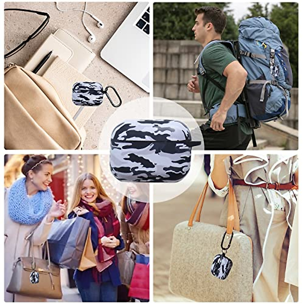 AGAOSH for Airpods Pro Case Cute Cover with Keychain,Full Protective Camo Color Silicone Airpod Case for Women Men Girl, Compatible for Air pods Pro Wireless Charging Case,Front LED Visible camo