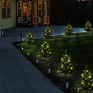 4-Pack Christmas Tree Solar Pathway Lights Outdoor Waterproof Garden Stake Lights Holiday Decor for Patio Yard Driveway