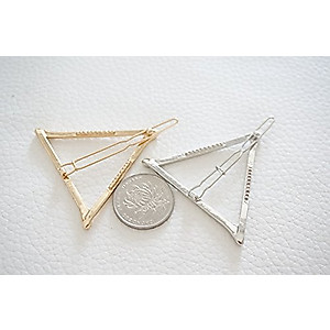 Minimalist Geometric Triangle Hair Clip, Dainty Hollow Metal Hairpin Clamps Accessories Barrettes Bobby Pin Ponytail Holder Statement (Gold and Silver)