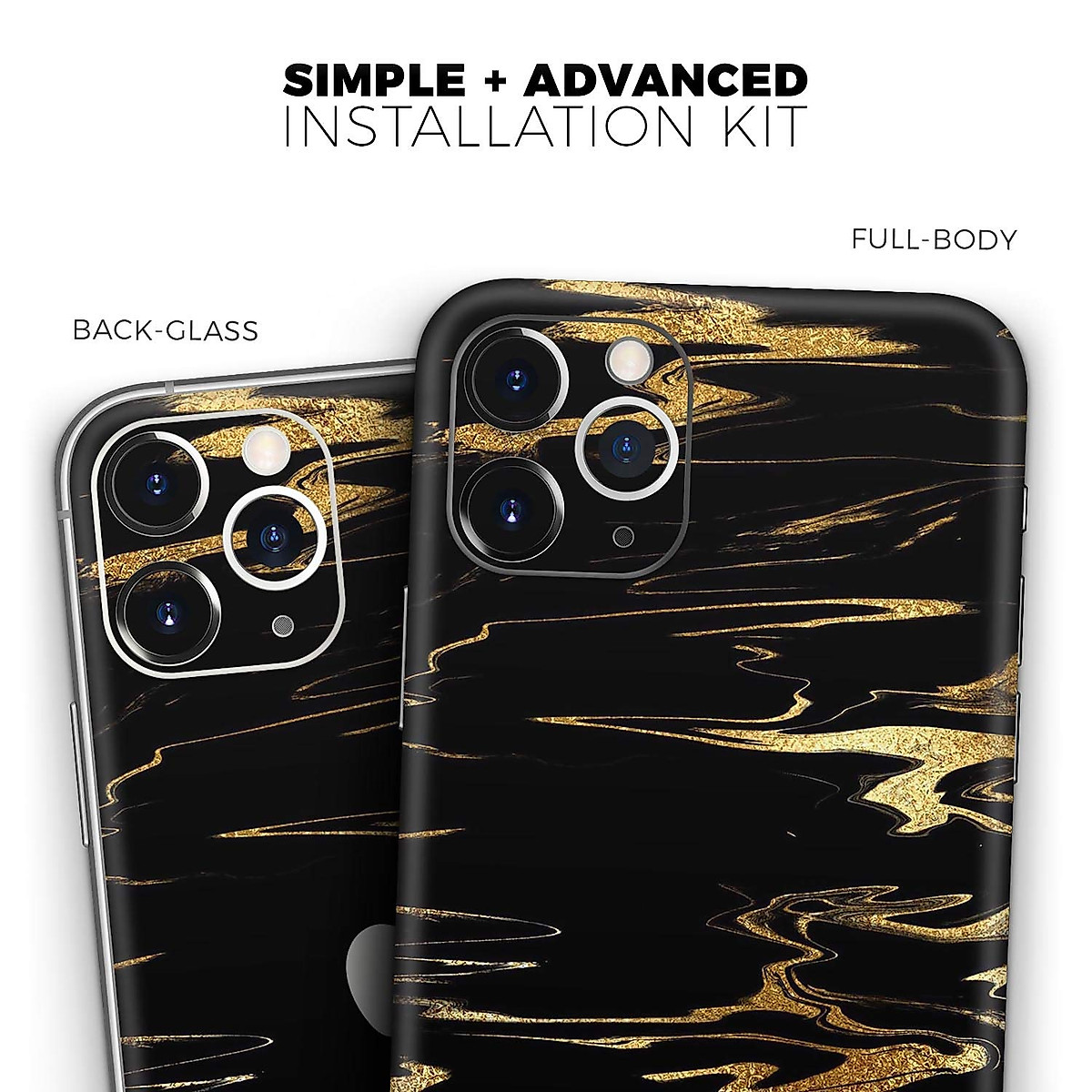 Design Skinz Black & Gold Marble Swirl V2 - DesignSkinz Protective Vinyl Decal Wrap Skin Cover Compatible with The Apple iPhone 8 (Full-Body, Screen Trim & Back Glass Skin)