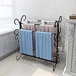 Freestanding Towel Rack 3 Tier Outdoor Pool Towel Drying Holder Standing for Bathroom Floor, Black