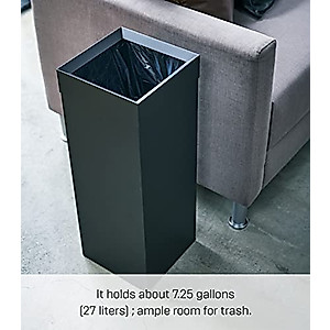 YAMAZAKI home 4489 Tall Trash Can-Modern Garbage Waste Basket with Handle, One Size, Black