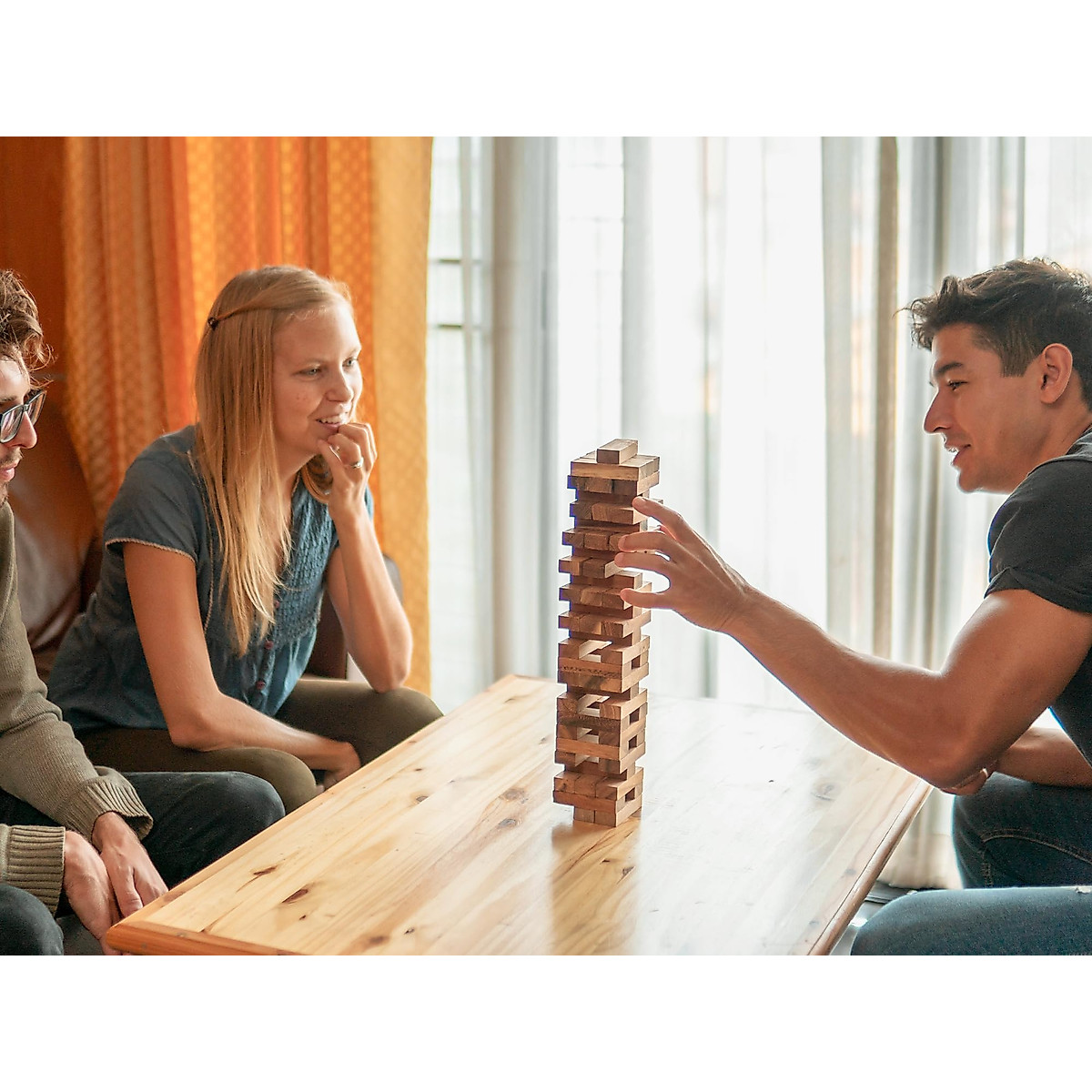 BSIRI Wood Tumbling Tower Game - Ideal for Party Games, Kids Games, Building Games, Camping Games, Outdoor Games for Adults and Family, Classic Stacking Block Games for Challenging Your Skills