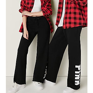 Victoria's Secret Women's Pink Logo Heritage Sweatpants, Pure Black Sans, X-Large