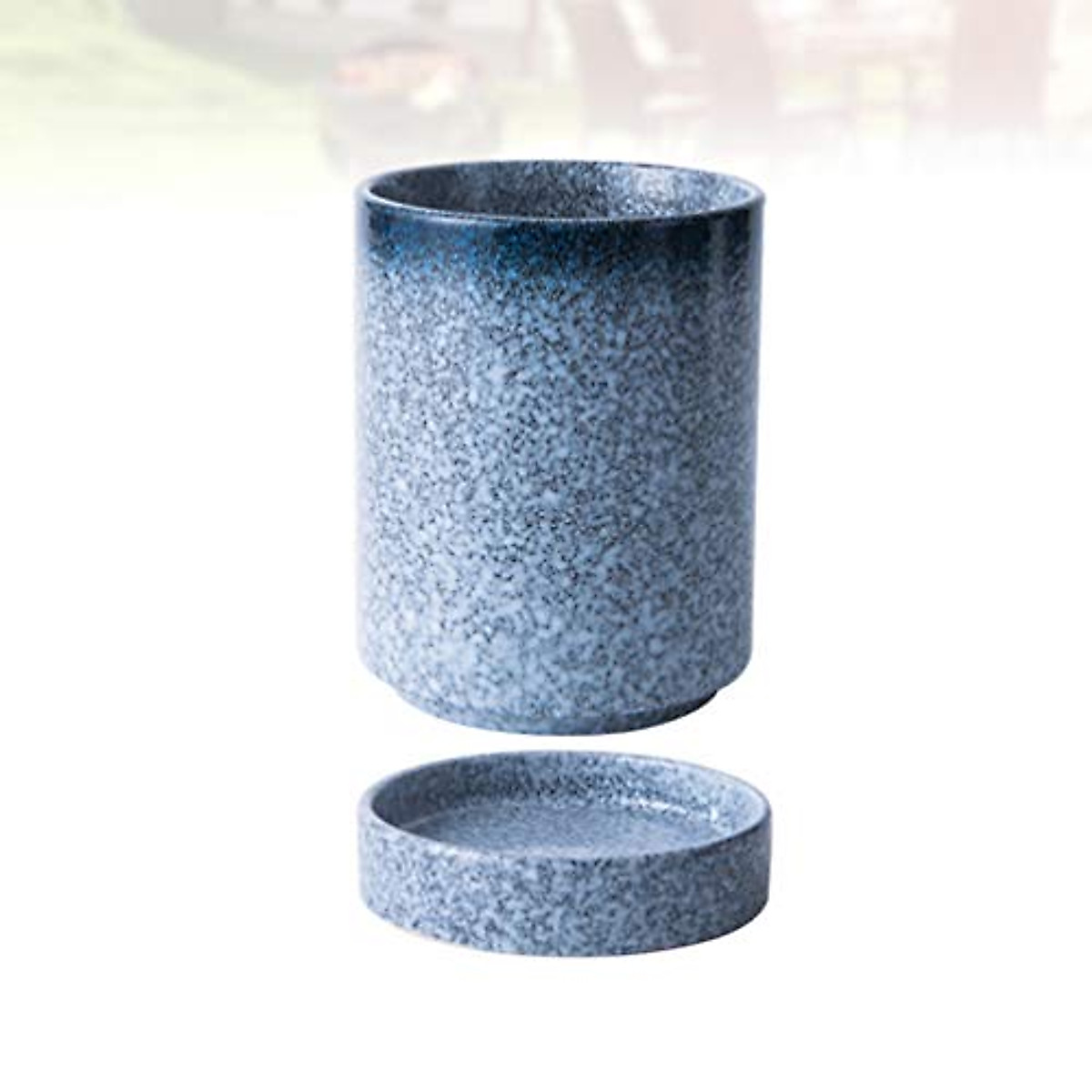 Organizer Box Silverware Ceramic Utensil Holder Shelf Rack Stand Countertop Kitchen Utensil Organizer Flatware Drying Basket for Forks Spoon Chopsticks Blue Utensils