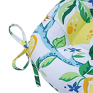 Pillow Perfect Outdoor/Indoor Lemon Tree Large Chair Pads, 17” x 17.5”, Yellow, 2 Count