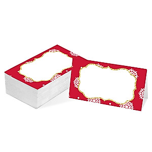 Table Place Card, Christmas Themed Tent Style Cards, Pack of 25 Half-Fold Reception Place Card, Perfect for Christmas Party, Wedding, Bridal & Baby Shower, Birthday, Banquet and Special Events B03