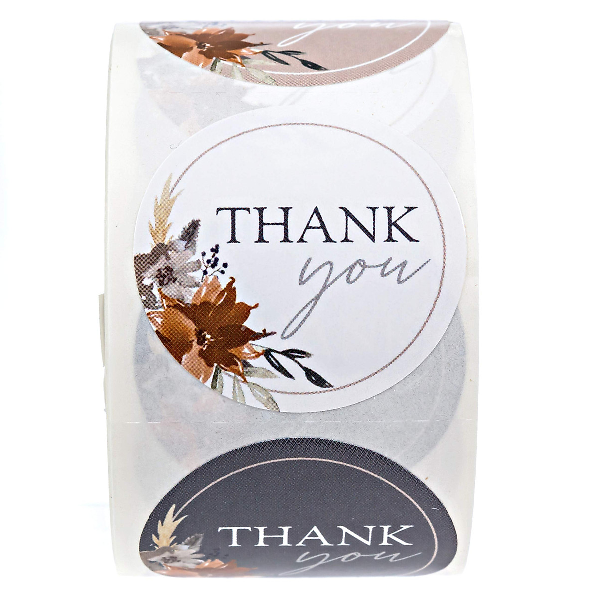 Indie Autumn Floral Thank You Labels / 250 Fall Flower Stickers / 1.5" Round Thank You Stickers / 3 Beautiful Thanks Designs