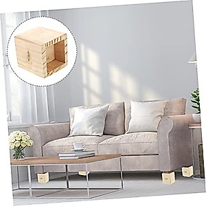 Holibanna Solid Wood Bed Mat Floor Sofa Heavy Duty Bed Frames Heavy Duty Table Legs Chair Leg Floor Protector Square Stackable Lifters Bamboo Bed Height Pad Sofa Lifter Risers Padding Block