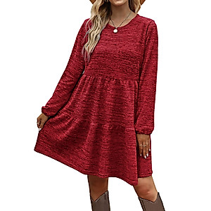 Winter Dresses for Women Casual Christmas Dresses for Leggings Trendy Red S