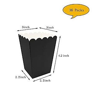 36 Pcs Popcorn Boxes Mini Paper Popcorn Box Cardboard Popcorn Container for Party, Black