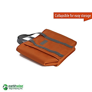 Earthwise Reusable Insulated Grocery Bags Heavy Duty Nylon Thermal Cooler Tote Waterproof with ZipperClosure Keeps food Hot or Cold (2 Pack) (Orange)