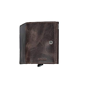 Secrid Mini Wallet, Vintage Chocolate, Genuine Leather with RFID Protection, Holds up to 12 Cards