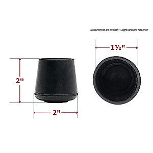 Shepherd Hardware 9226 1-1/2-Inch Inside Diameter Rubber Leg Tips, 2-Pack, Black