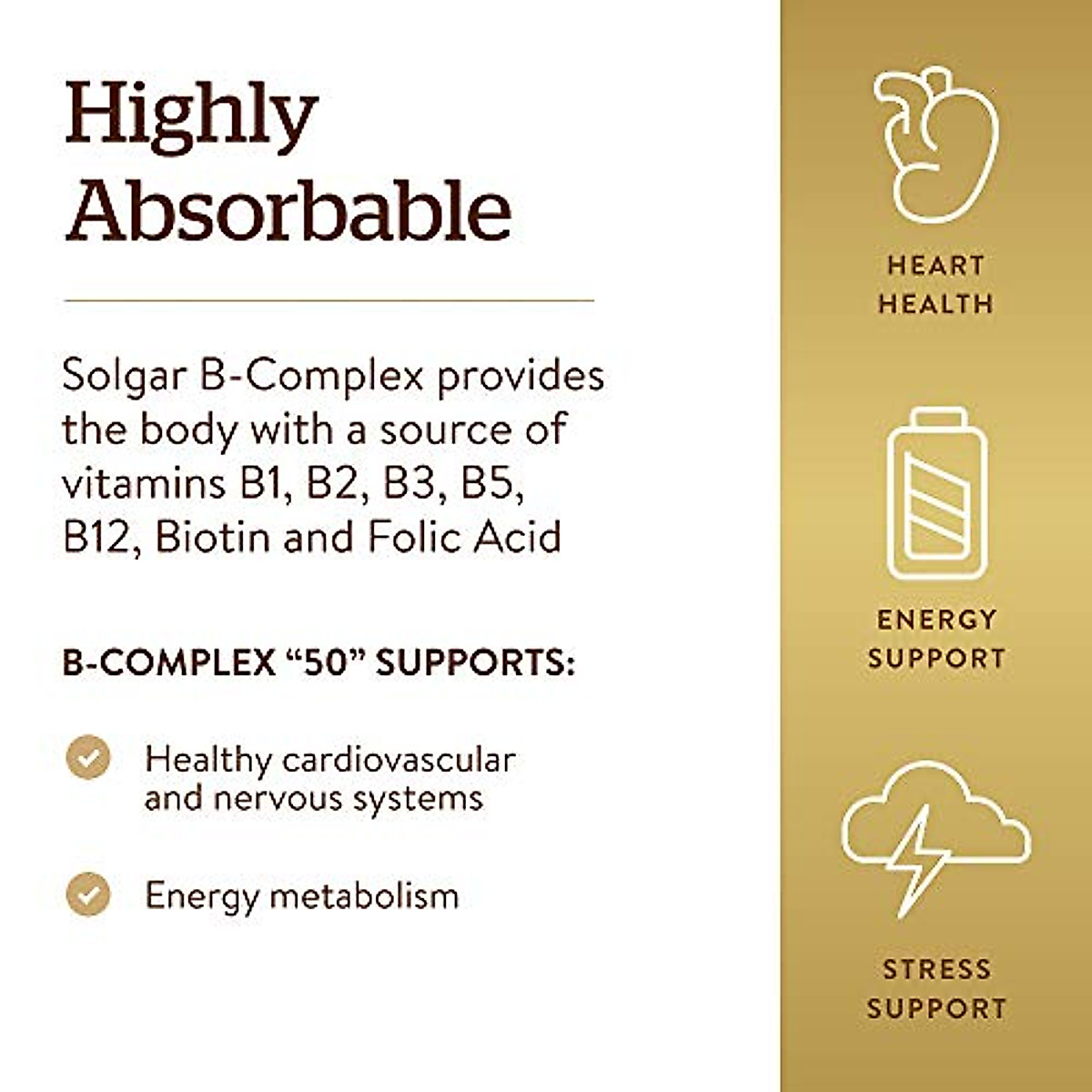 Solgar B-Complex “50”, 250 Vegetable Capsules - Energy Metabolism, Cardiovascular Support, Nervous System Support - Non-GMO, Vegan, Gluten Free, Dairy Free, Kosher, Halal - 250 Servings